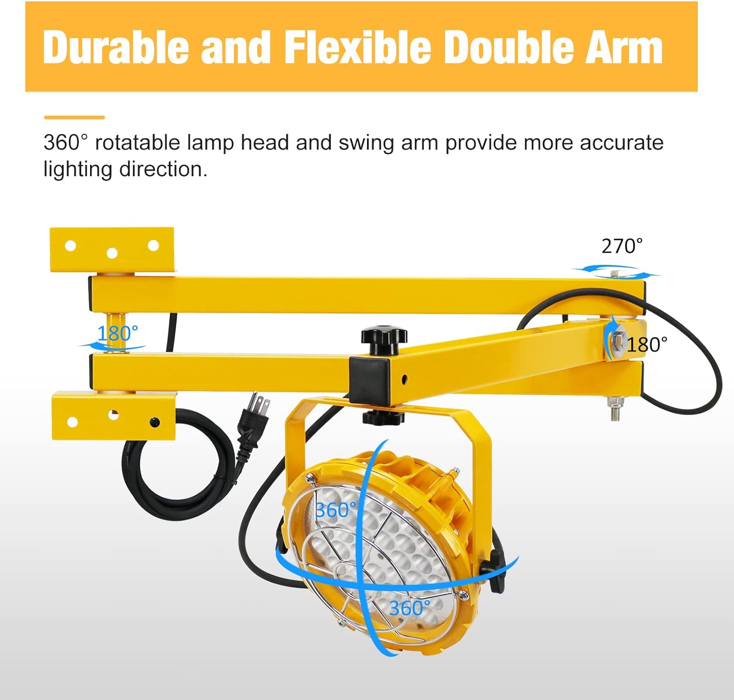 60W 6600LM LED Loading Dock Lights with 40'' Swing Folding Double Arm ...
